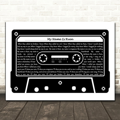 Gary Numan My Name Is Ruin Black & White Cassette Tape Song Lyric Print ...