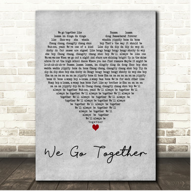 John Travolta & Olivia Newton-John We Go Together Grey Heart Song Lyric ...