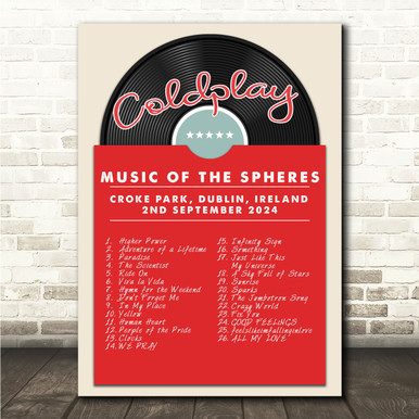 Coldplay - Concert Setlist Gig Poster Print Canvas Vintage Vinyl ...