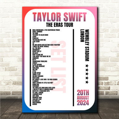 Taylor Swift - Concert Setlist Gig Poster Print Canvas Blue Pink ...