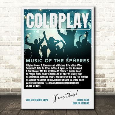 Coldplay - Concert Setlist Gig Poster Print Canvas Green Concert ...