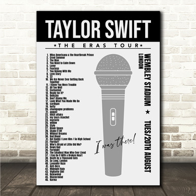 Taylor Swift - Concert Setlist Gig Poster Print Canvas Microphone ...