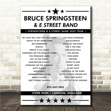 Bruce Springsteen - Concert Setlist Poster Print Canvas - Hyde Park ...