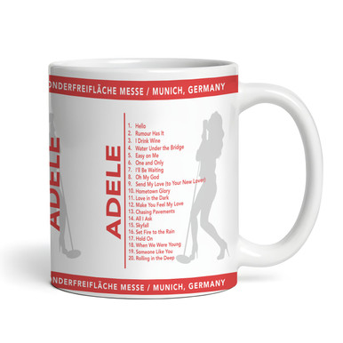 Red Female Adele Concert Setlist Gig Mug - Sonderfreifläche Messe ...
