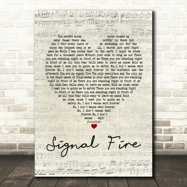 Snow Patrol Signal Fire Script Heart Song Lyric Quote Print - Song ...