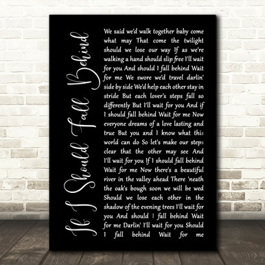 Bruce Springsteen If I Should Fall Behind Black Script Song Lyric Quote ...
