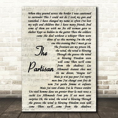 Leonard Cohen The Partisan Song Lyric Vintage Script Quote Print - Song ...