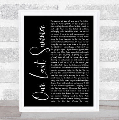 ABBA Our Last Summer Black Script Song Lyric Print - Song Lyric Prints