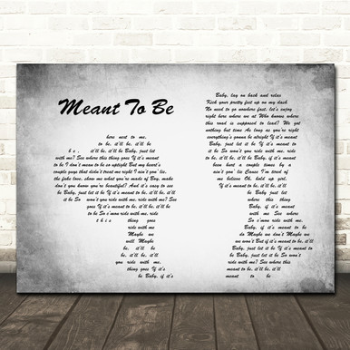 Bebe Rexha Meant To Be Man Lady Couple Grey Song Lyric Quote Print ...