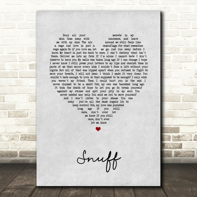 Slipknot Snuff Grey Heart Song Lyric Wall Art Print - Song Lyric Prints