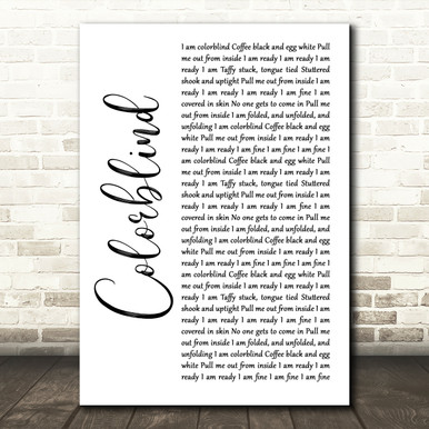 Elegant Lyrics To Colorblind By Counting Crows Gallery