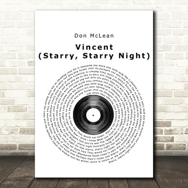 Don McLean Vincent (Starry, Starry Night) Vinyl Record Song Lyric Quote ...