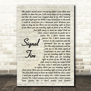 Snow Patrol Signal Fire Vintage Script Song Lyric Quote Print - Song ...