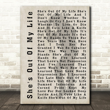 Michael Jackson She's Out Of My Life Shadow Song Lyric Quote Print ...