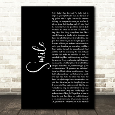 Uncle Kracker Smile Black Script Song Lyric Art Print - SongLyricPrints ...