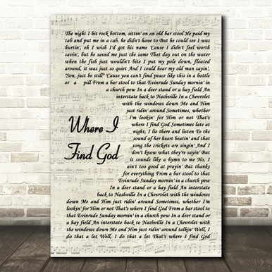 Larry Fleet Where I Find God Vintage Script Song Lyric Art Print - Song ...