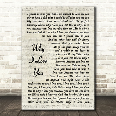 MAJOR Why I Love You Vintage Script Decorative Wall Art Gift Song Lyric ...