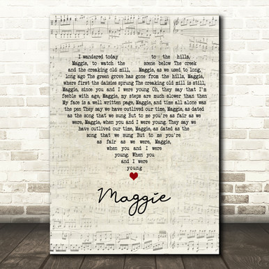 Foster & Allen Maggie Script Heart Decorative Wall Art Gift Song Lyric ...