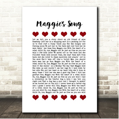 Chris Stapleton Maggie s Song Red Hearts In Row Song Lyric Print - Song ...