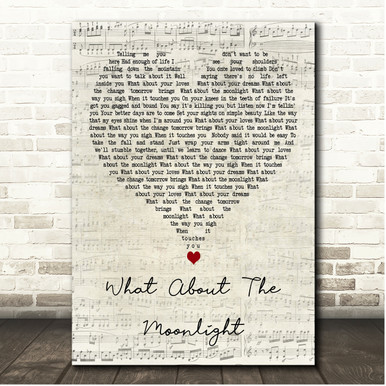 Cher What About the Moonlight Script Heart Song Lyric Print - Song ...