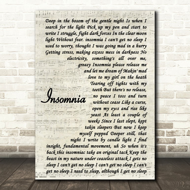 Faithless Insomnia Vintage Script Song Lyric Quote Print - Song Lyric ...