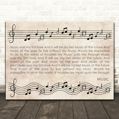 John Miles Music Vintage Music Notes Script Song Lyric Print - Song ...
