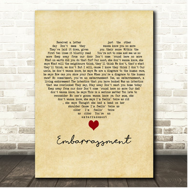 Madness Embarrassment Vintage Heart Song Lyric Print - Song Lyric Prints