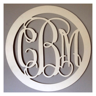 Wooden Monogram Letters with Round Border - MonogramCrafty