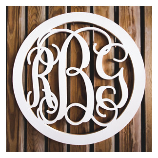 Wooden Monogram Letters with Round Border - MonogramCrafty