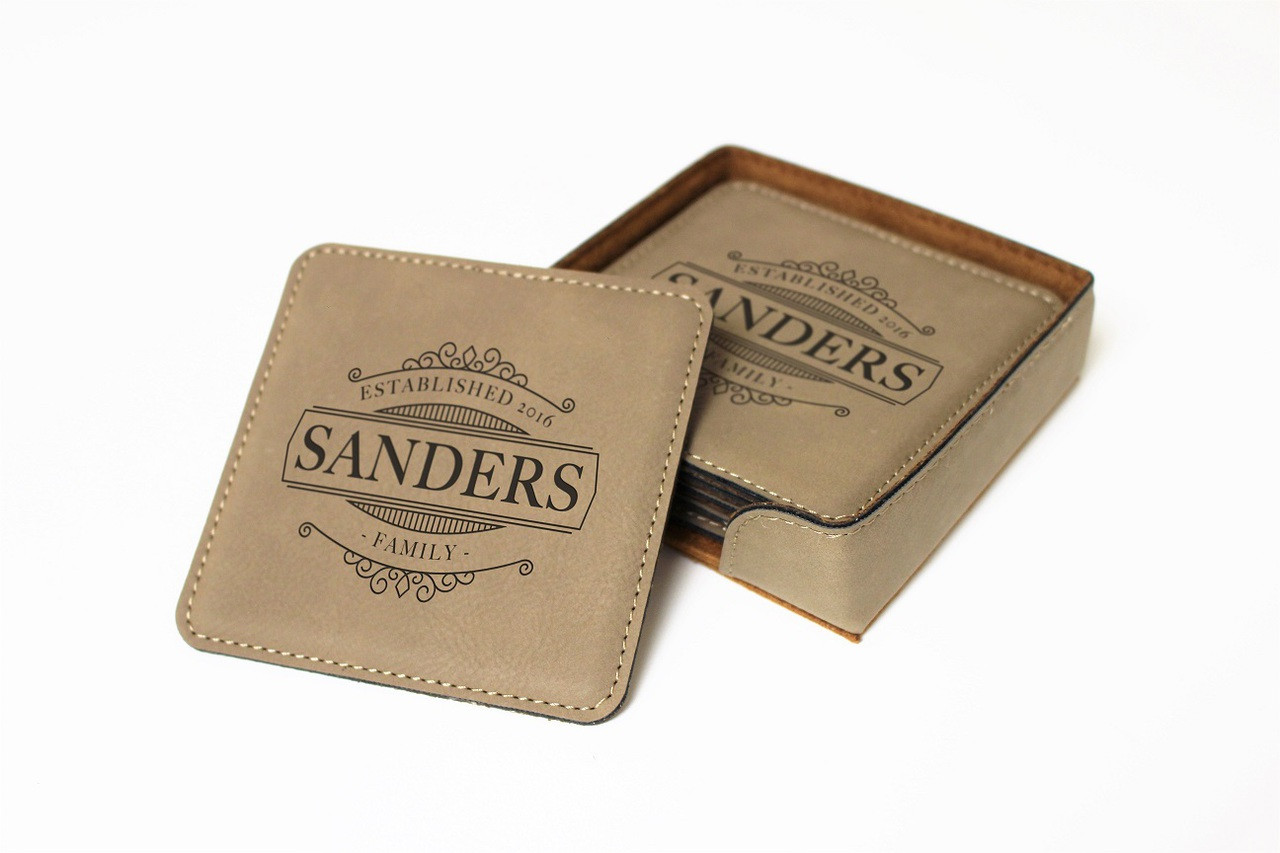 Coaster Leather Square CD041 - MonogramCrafty