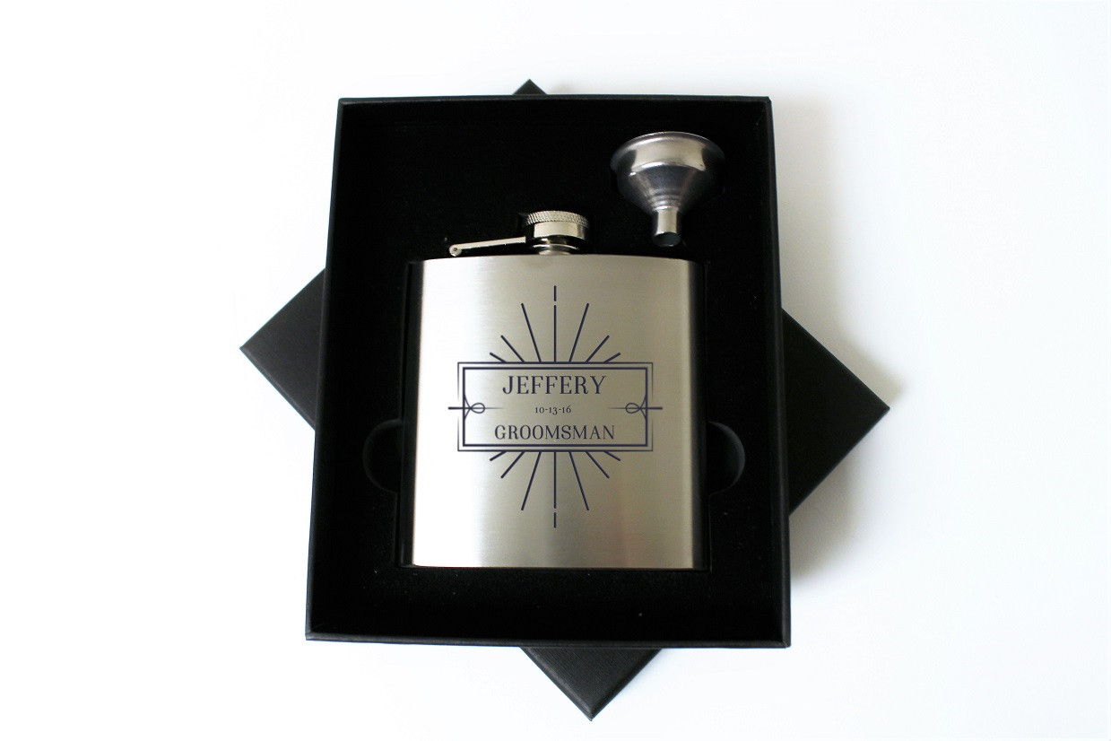 Engraved 6 oz Wedding Flask Small Set FD041 - MonogramCrafty