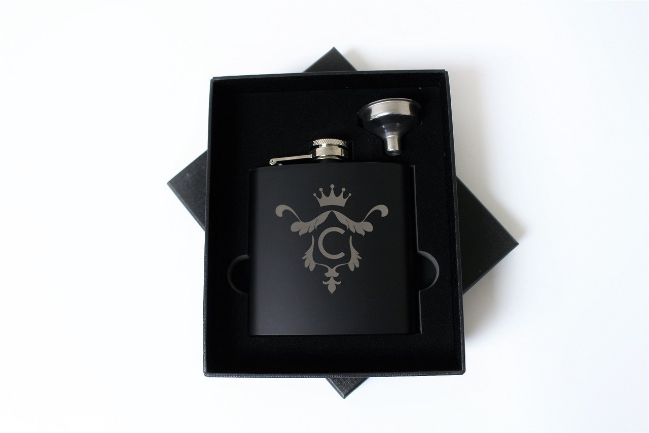Engraved 6 oz Wedding Flask Small Set FD047 - MonogramCrafty