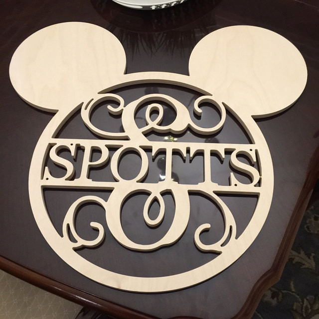 Custom Wooden Name Sign w Mickey Mouse Ears - MonogramCrafty
