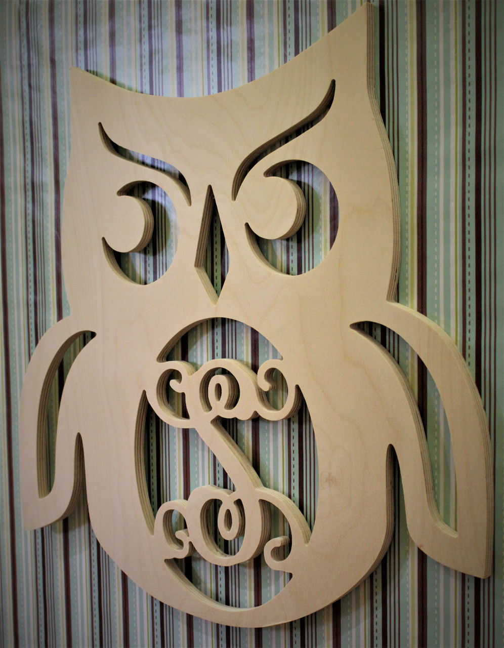 Owl Border with Single Letter Monogram - MonogramCrafty