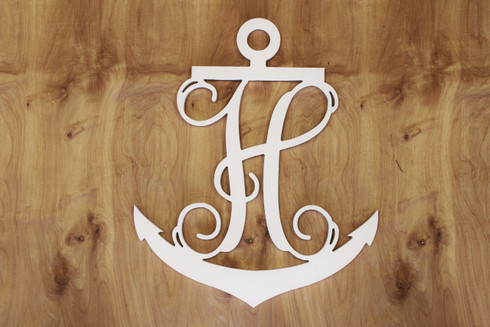 Wooden Anchor With Single Letter Monogram - MonogramCrafty