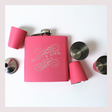 Engraved 6 oz Wedding Flask Set FD049 - MonogramCrafty