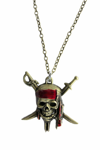 PIRATE SKULL NECKLACE GOLD - Imaginations Costume & Dance