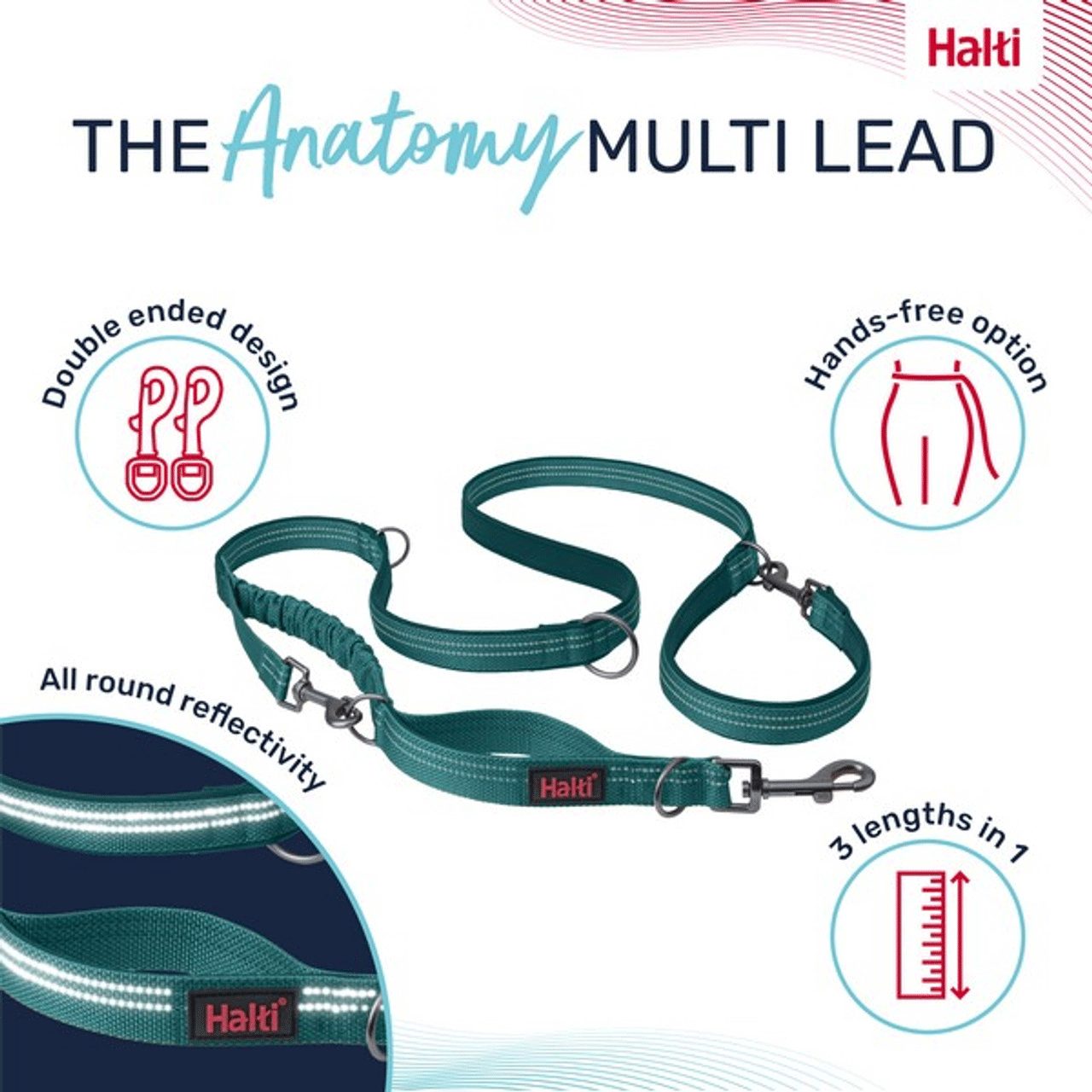 Halti Anatomy Multi Lead Teal