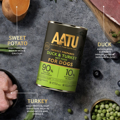 AATU Duck & Turkey Wet Dog Food 6 x 400g
