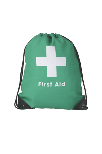 "HyHEALTH First Aid Bag - Green/Black Drawstring Pouch"