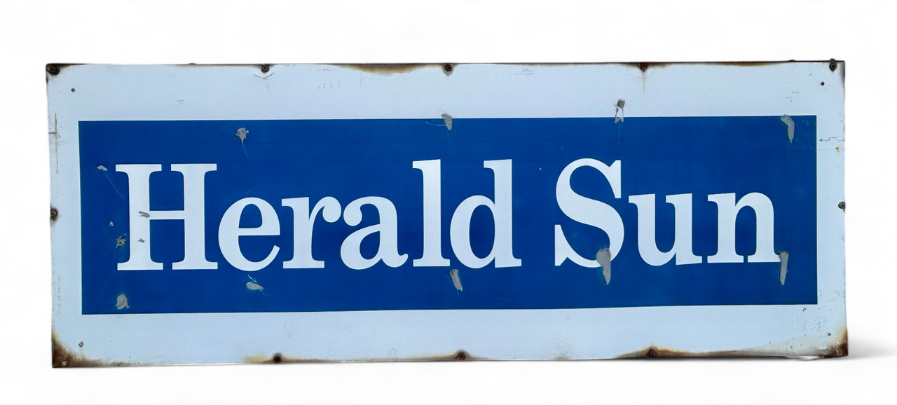 Vintage HERALD SUN metal steel shop sign newsagency newspaper AUSTRALIA ...