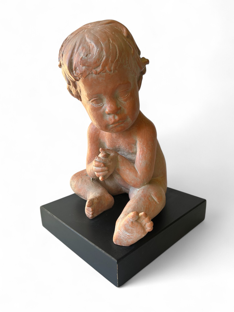 Vintage AUSTIN PROD baby infant sculpture statue terracotta 1960's AMERICA