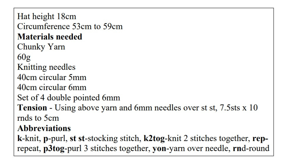 Knitting Pattern #554