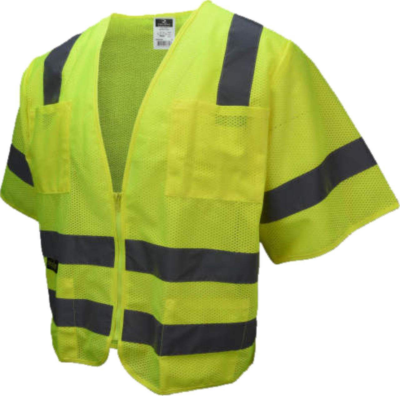 Class 3 Safety Vest Zipper Closure 6 Pockets