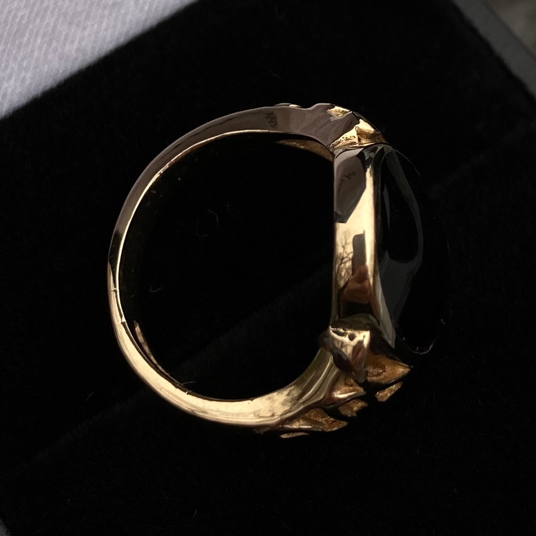 18ct Yellow Gold Whitby Jet Medium Split Ring 620GR - Aurora Jet