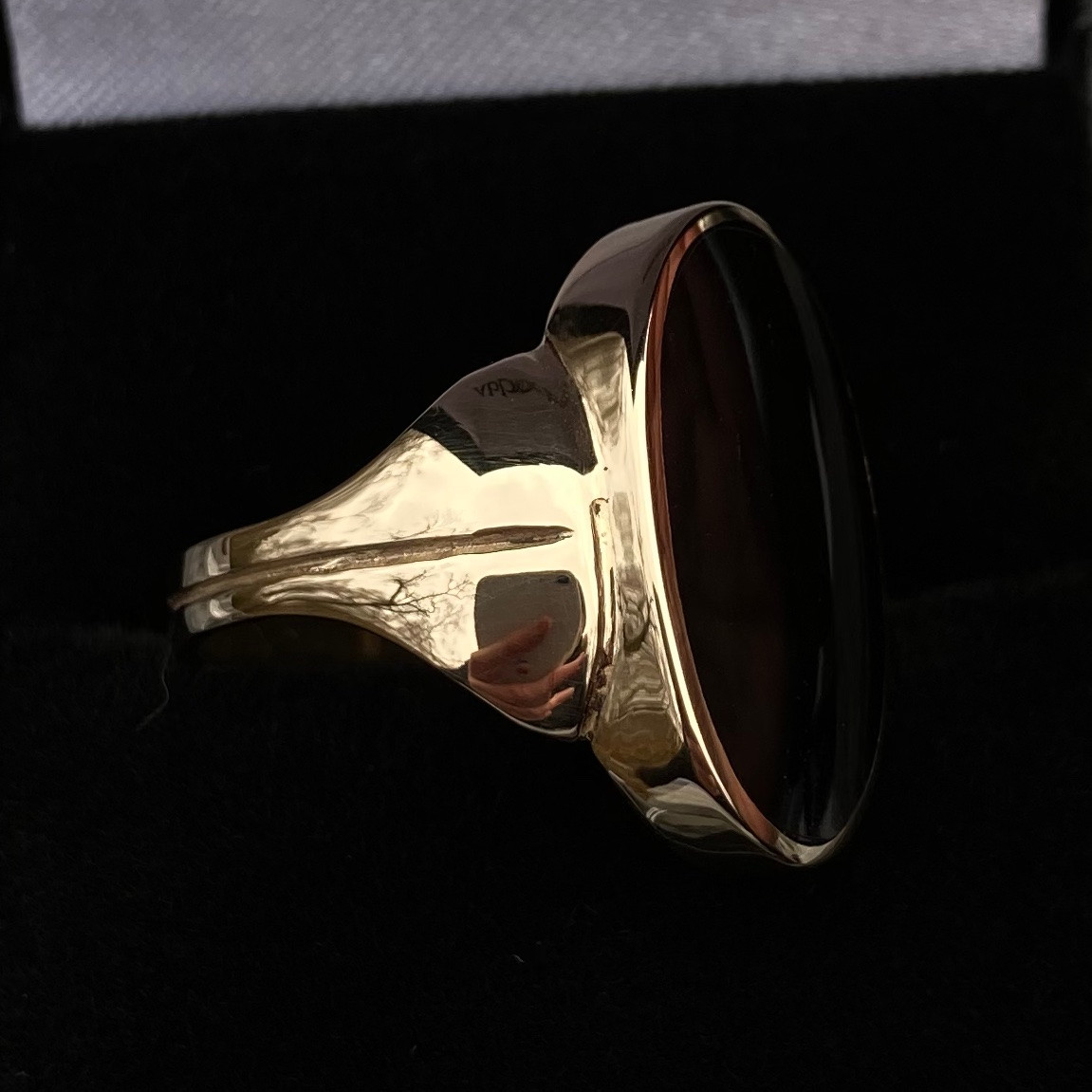 Whitby Jet 18ct Yellow Gold Large Elongated Oval Ring 634GR - Aurora Jet