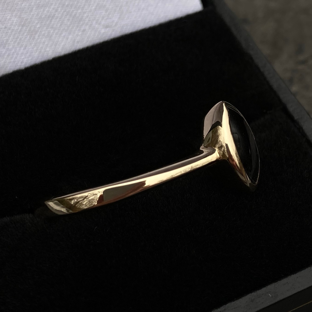Whitby Jet 18ct Yellow Gold Tapered Marquise Ring 644GR - Aurora Jet