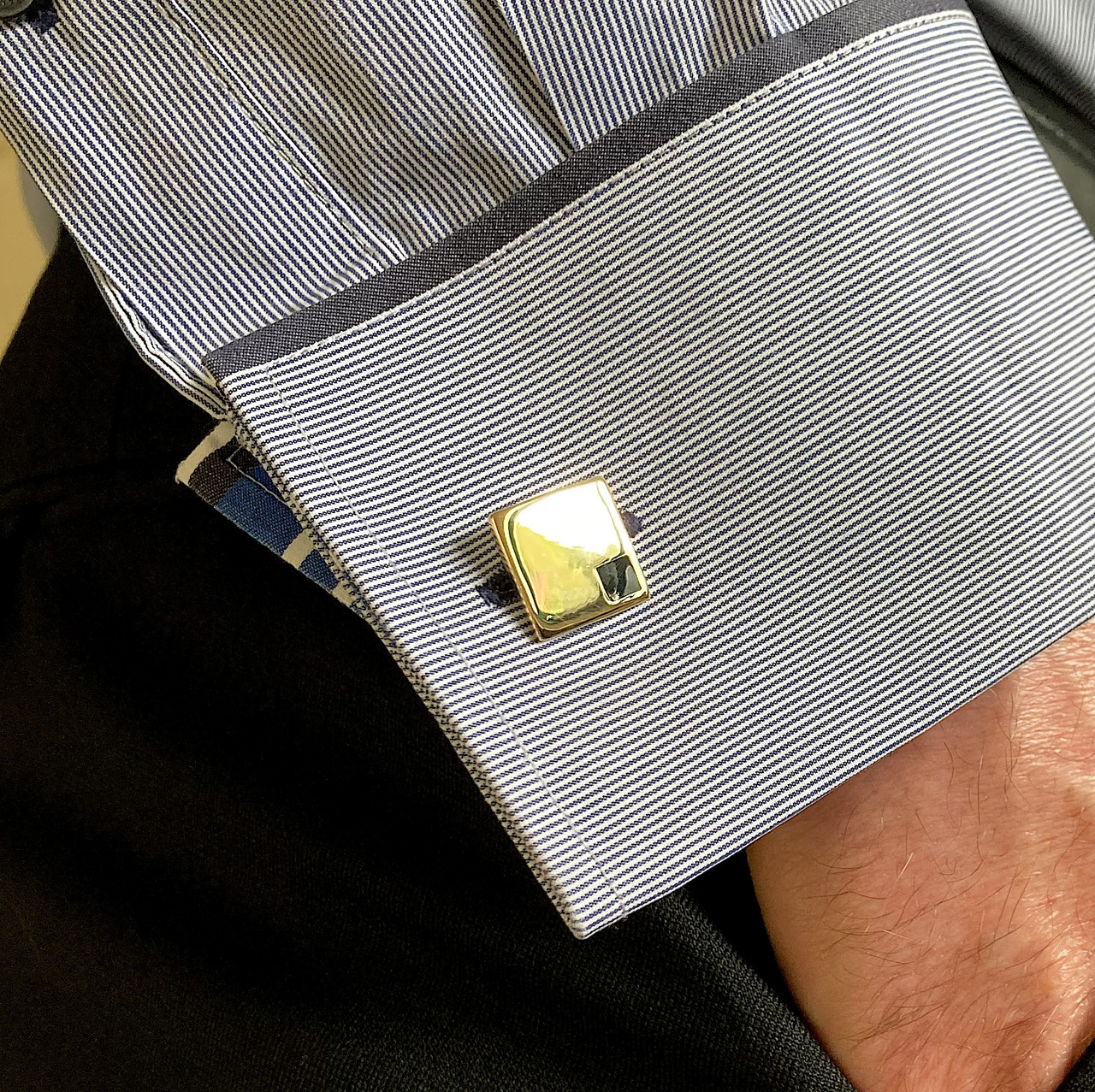 9ct Yellow Gold Square Inlaid Whitby Jet Cufflinks 020CL - Aurora Jet
