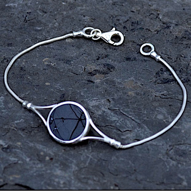 Contemporary Sterling Silver Whitby Jet Wishbone Bracelet 017CBR ...