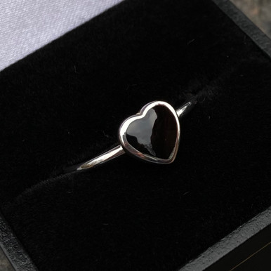 Whitby Jet Sterling Silver Heart Ring 052JR Aurora Jet